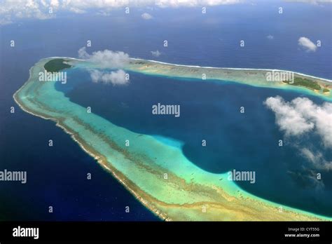 Aerial View Of Micronesian Atoll Near Chuuk Federated States Of