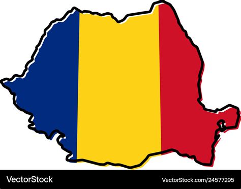 Simplified Map Of Romania Outline With Slightly Vector Image