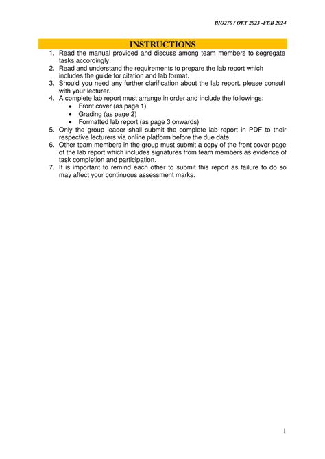LAB Report Guideline AND Checklist BIO OKT FEB INSTRUCTIONS Read The