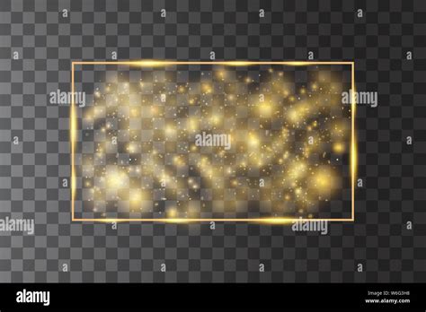 Vector Golden Frame With Lights Effects Shining Rectangle Banner