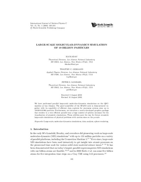 Pdf Large Scale Molecular Dynamics Simulation Of 19 Billion Particles