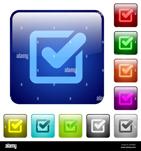 Set Of Checkbox Color Glass Rounded Square Buttons Stock Vector Image Art Alamy