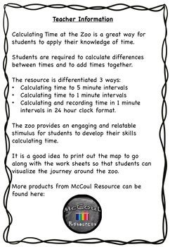 Calculating Time Intervals By McCoul Resources TpT