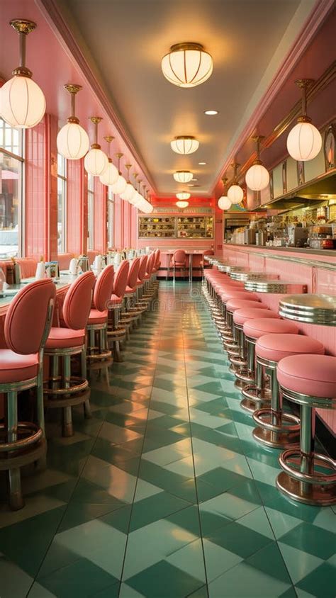 Colorful Retro American Diner Interior Design Bar Cafe Stock Image Image Of Architecture