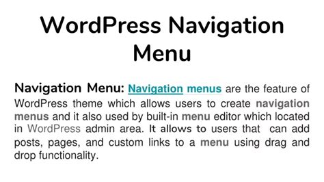 ppt wordpress navigation menu powerpoint presentation free download