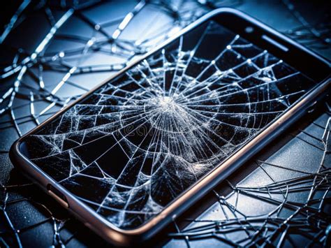 A Comprehensive Look At A Shattered Smartphone Screen A Closeup Aerial View Of Fragmented Glass