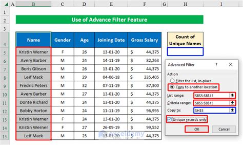 How To Count Unique Names In Excel 6 Simple Methods