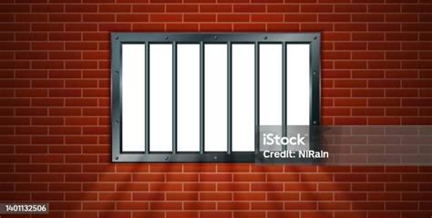어두운 붉은 벽돌 벽에 감옥 바 창의 벡터 일러스트레이션 현실적인 감옥 금속 격자 바가있는 감옥 창 감옥 휴식 담 경계에 대한 스톡 벡터 아트 및 기타 이미지 Istock