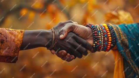 Premium Photo A Handshake Between Two People With Different Cultural