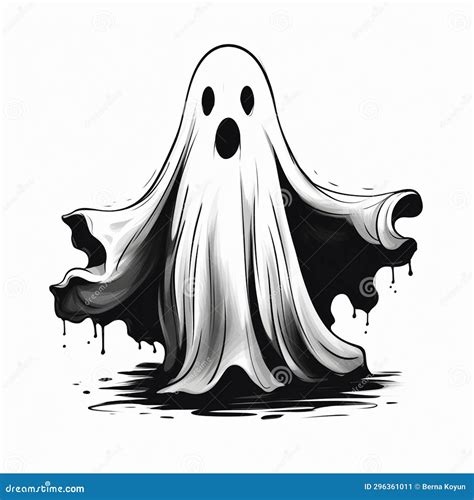 Hand Drawn Halloween Ghost Artful Ectoplasm Stock Illustration