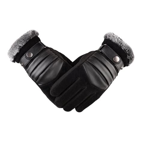 Mens Winter Pu Leather Touchscreen Texting Warm Driving Lambskin Gloves