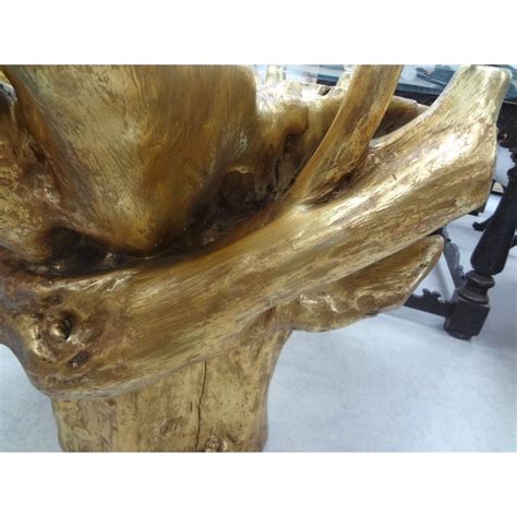 Organic Modern Gilt Faux Bois Tree Stump Table Base Chairish