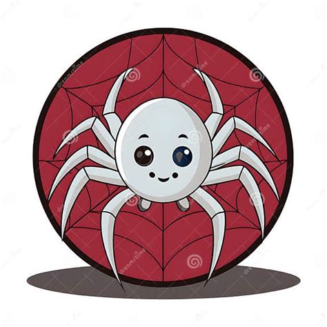 Halloween Sticker Of A Silly Spider In Web Isolated On White