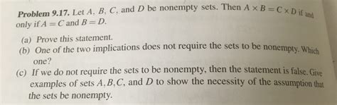 solved let a b c and d be nonempty sets then a times b