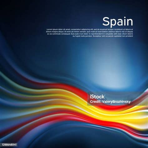 추상 스페인 플래그 배경 푸른 하늘 비즈니스 소책자 에서 색상 스페인어 플래그에 라인의 흐릿한 패턴 상태 배너 스페인어 포스터 애국 표지 전단지 벡터 설계 0명에 대한 스톡