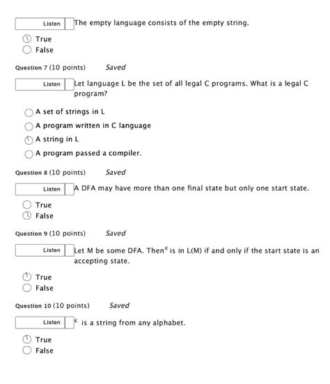 solved question 1 10 points a dfa may have more than one