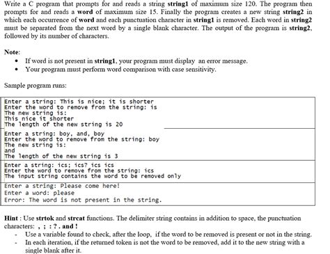 Solved The Prostring2 In Write A C Program That Prompts For