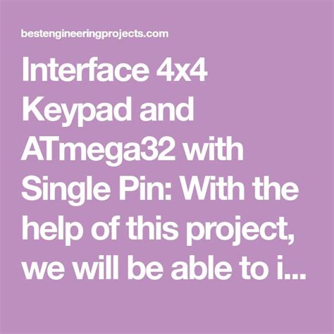 Interface 4x4 Keypad And Atmega32 With Single Pin With The Help Of