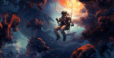 Premium AI Image Man Floating On His Back In Space Surrounded Hd Wallpaper
