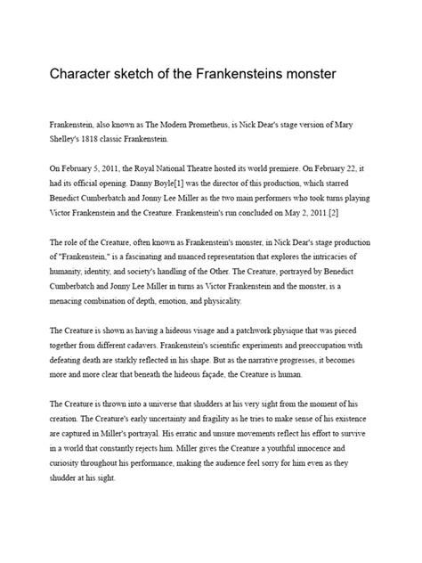Charater Sketch Pdf Frankenstein