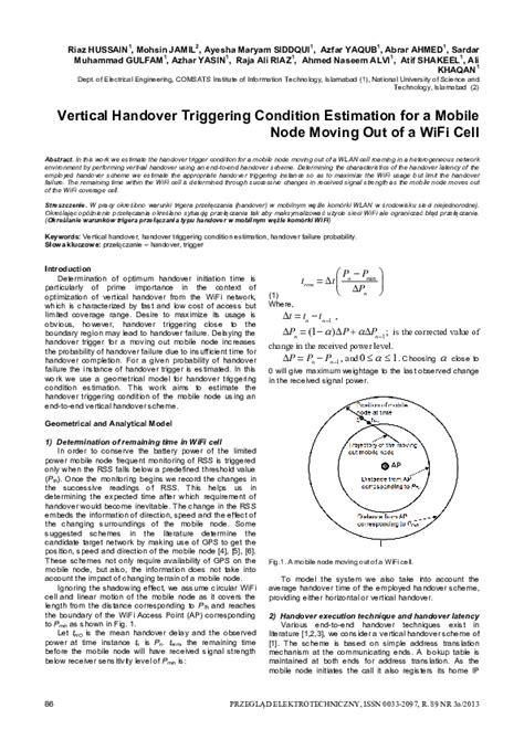 Vertical Handover Triggering Condition Estimation For A Mobile Node