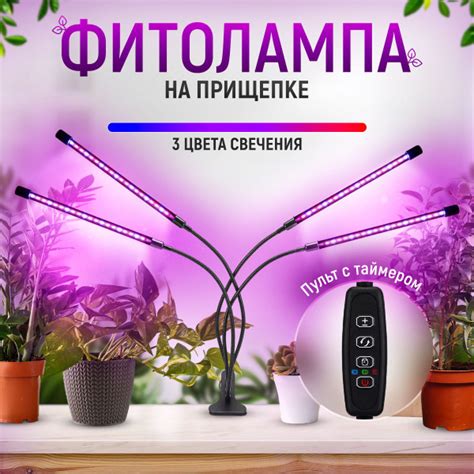 Фитолампа для рассады на прищепке 4 лампы купить с доставкой по выгодным ценам в интернет
