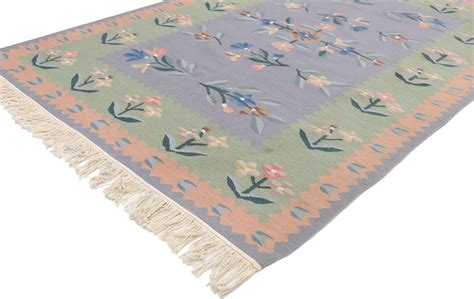 Vintage Floral Kilim Rug With French Victorian Style For Sale At 1stdibs