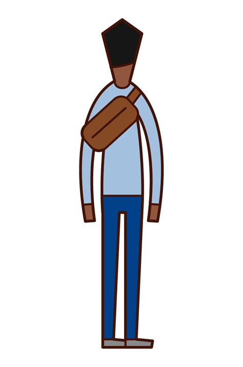 숄더백을 들고 있는 남자의 일러스트 무료 일러스트 소재집 Kukukeke