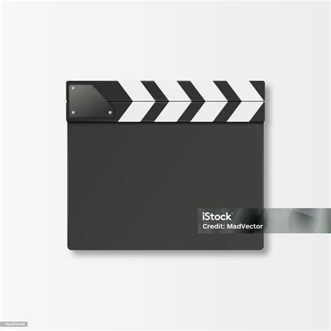 벡터 3d 현실적인 폐쇄 영화 필름 박수 보드 아이콘 흰색 배경에 격리 클래퍼 보드 슬랩스틱 영화 제작 장치의 디자인 템플릿 맨