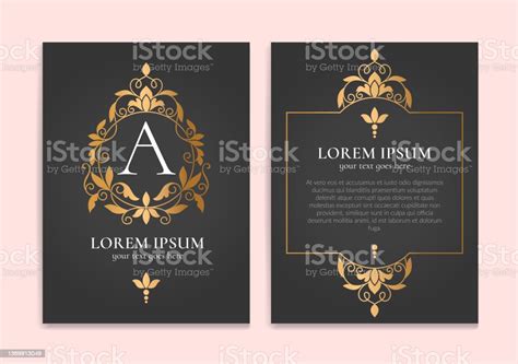 벡터 프레임 장식이 있는 블랙과 골드 럭셔리 초대 카드 디자인 빈티지 템플릿 배경 과 벽지에 사용할 수 있습니다 장식에 좋은