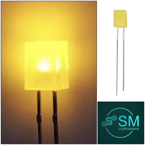 100pcs 5x5x7mm Diffused Yellow Resin Square Led Light Emitting Diode Sm Components