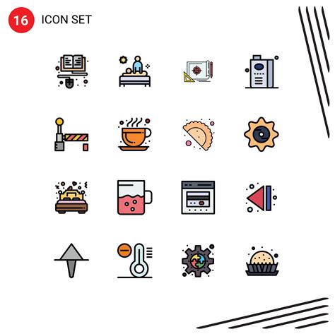 16 Thematic Vector Flat Color Filled Lines And Editable Symbols Of