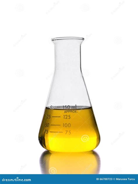 Erlenmeyer Flask With Yellow Solution Stock Image Image Of Discovery Analysis 66700723