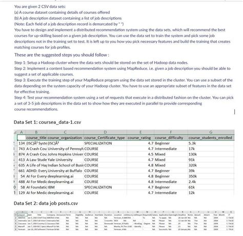 Solved You Are Given 2 Csv Data Sets A A Course Dataset