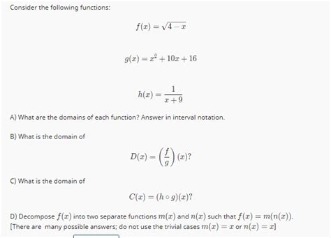 Solved Consider The Following Functions Chegg