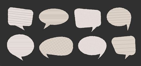 Set Of Torn Paper Speech Bubbles With Grid And Lined Textures Hand