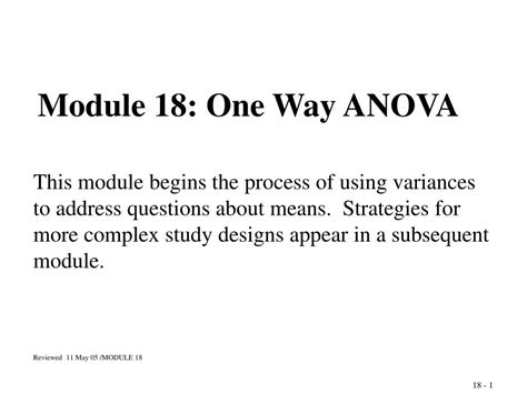 PPT Module One Way ANOVA PowerPoint Presentation Free Download ID