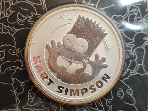 1 Oz Carded Bart Simpson Silver Bullion Bu Coin Limited To 2500