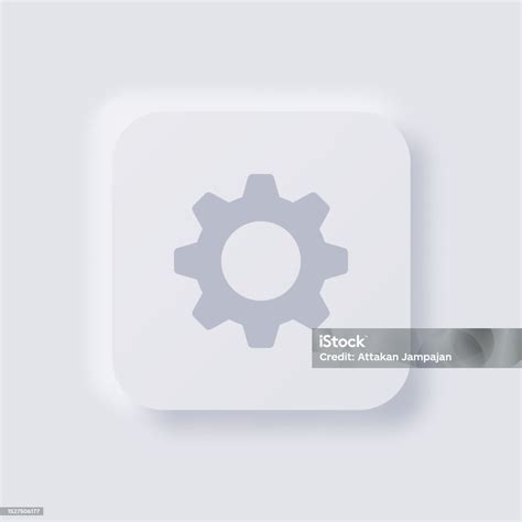 Cog Icon White Neumorphism Soft Ui Design Untuk Desain Web Application