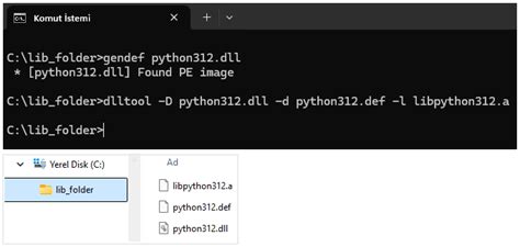 gendef exe ve dlltool exe dosyaları aşağıdaki dizinde bulunan ve mingw