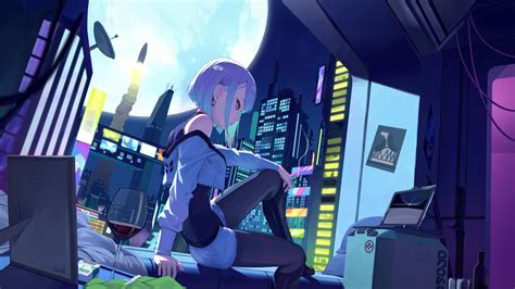 3840x2160 Anime Girl Alone At Room Drinking Wine 4k Hd 4k Wallpapers