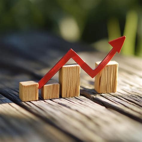 A Red Arrow Is On A Wooden Table With A Red Arrow Pointing Up Premium Ai Generated Image