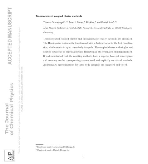 Pdf Transcorrelated Coupled Cluster Methods