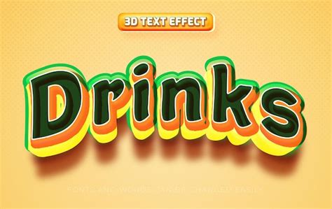 Premium Vector Drinks 3d Editable Colorful Text Effect Style