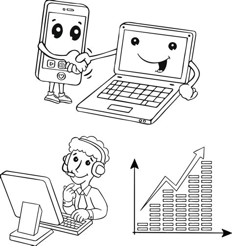 set of icons computer telephone communication hand drawn icon 12984841