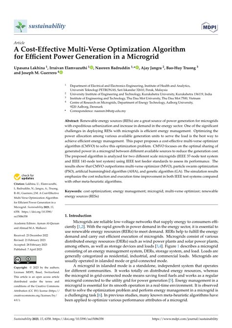 Pdf A Cost Effective Multi Verse Optimization Algorithm For Efficient Power Generation In A