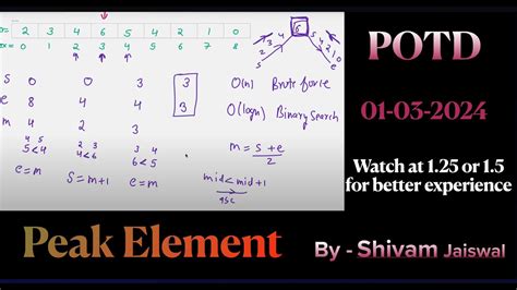 Peak Element Java Solution Gfg Potd 01 03 2024 YouTube