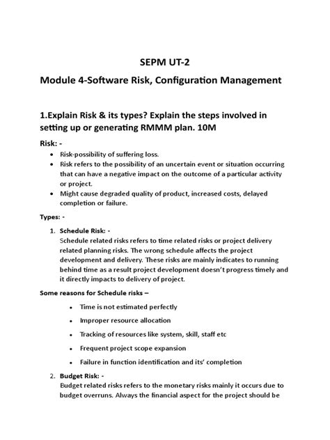 sepm module 4 software risk configuration management pdf risk