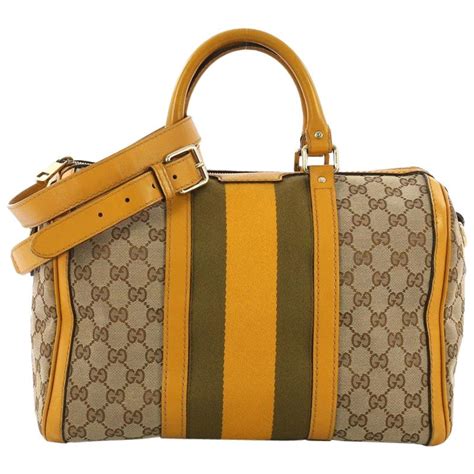 Gucci Vintage Web Boston Bag Gg Canvas Medium At 1stdibs