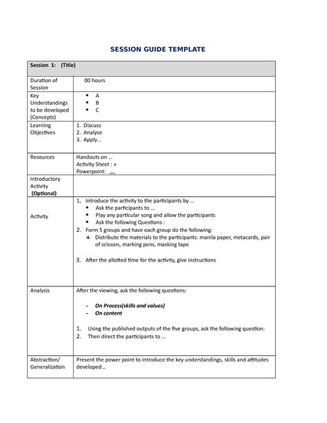 Session Guide Template Session Guide Template Session 1 Title
